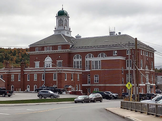 The District Court building stands as Rumford's architectural crown jewel, where even parking tickets are issued with historic flair.