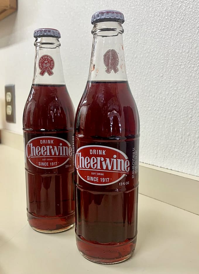 Cheerwine: North Carolina's ruby-red nectar of the gods, the perfect companion to tame the heat of Hap's legendary chili.