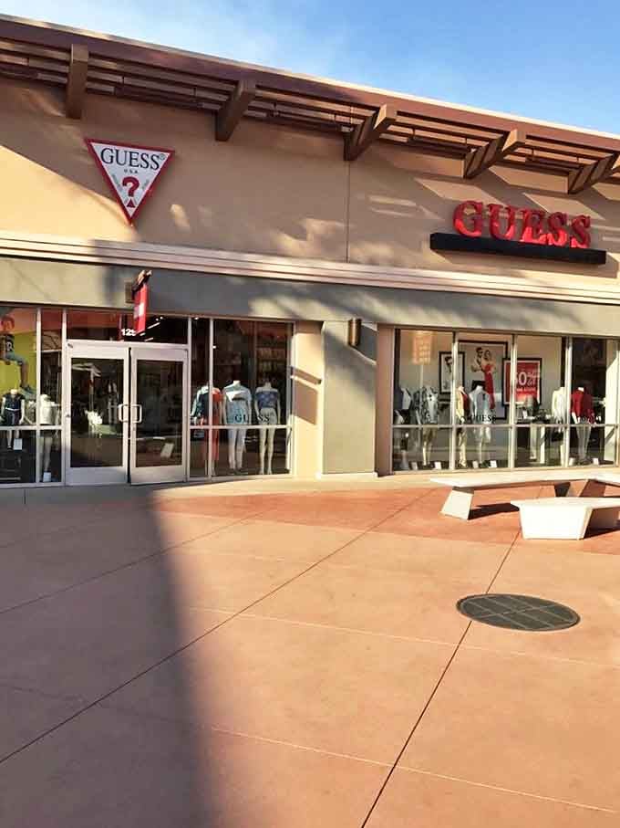 Guess offers fashion-forward options for those who want to look like they spent more than they did&mdash;the ultimate outlet shopping victory.