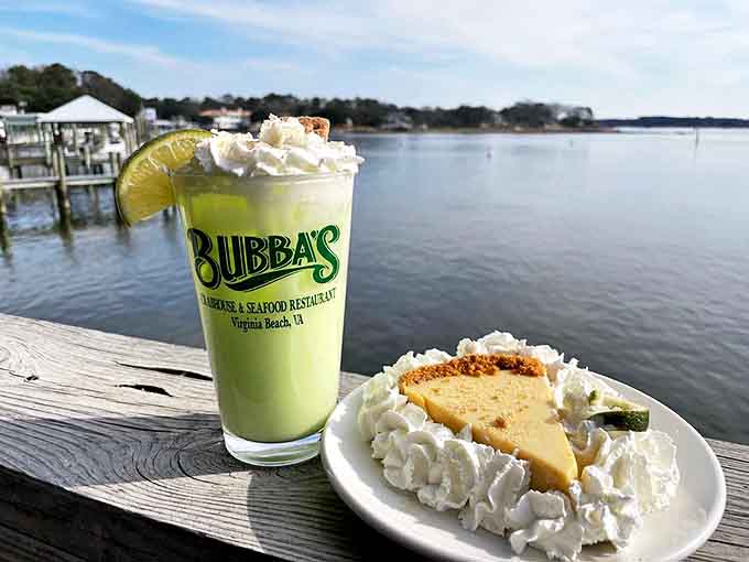 Key lime pie and a matching cocktail&mdash;because sometimes dessert deserves a wingman. That waterfront view is just the cherry on top of this sweet finale.