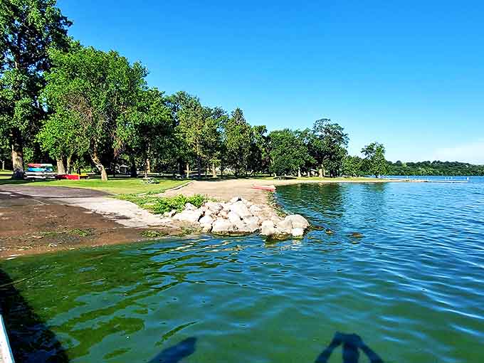Where forest meets lake: Hartford Beach's shoreline offers the perfect gradient from swimming to shade-seeking on hot summer days.