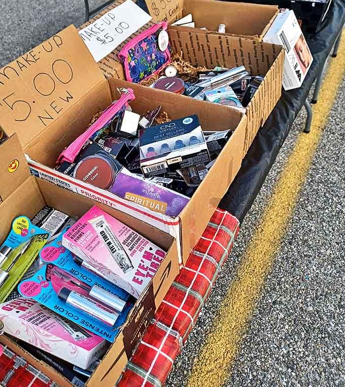 Beauty bargain bonanza! Dive into these boxes of cosmetic treasures where $5 can transform your entire makeup routine.