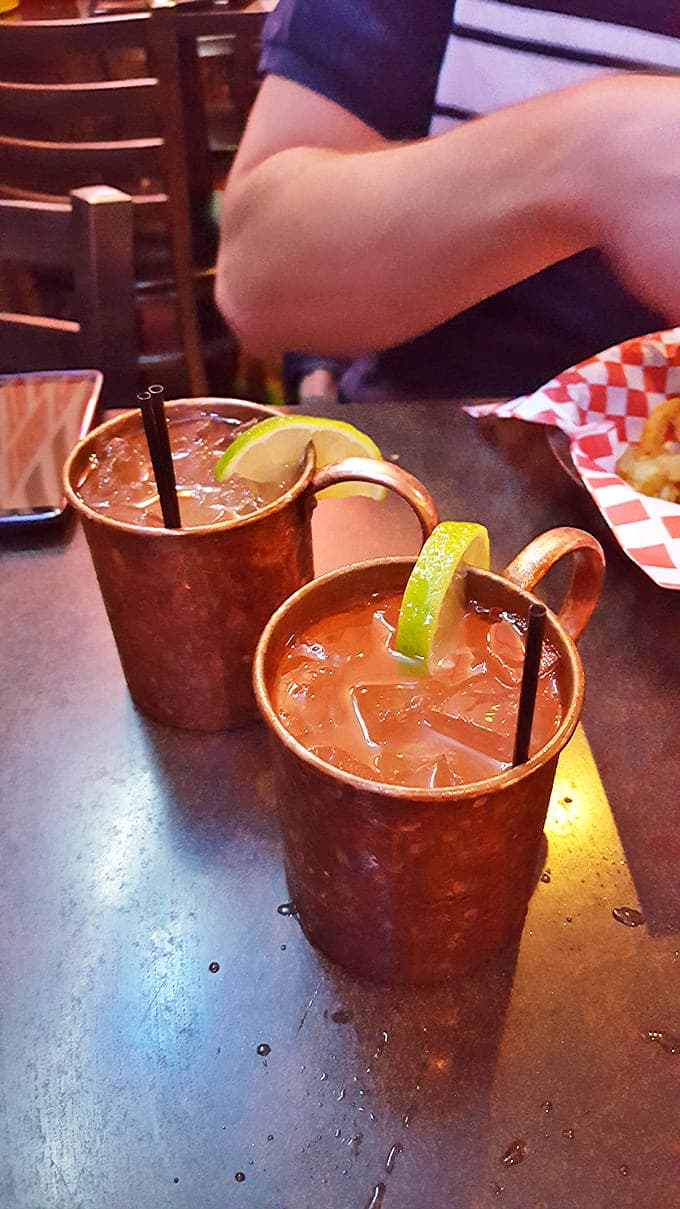 Moscow Mules served in proper copper mugs&mdash;because Dinker's understands that presentation isn't pretentious, it's respectful to the craft.
