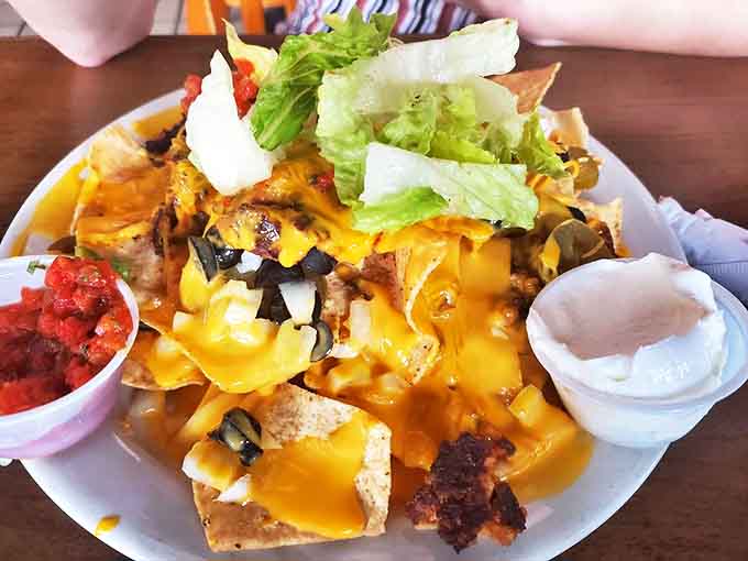 Nachos that require a strategy to eat. Every chip is a treasure map leading to the perfect combination of toppings.