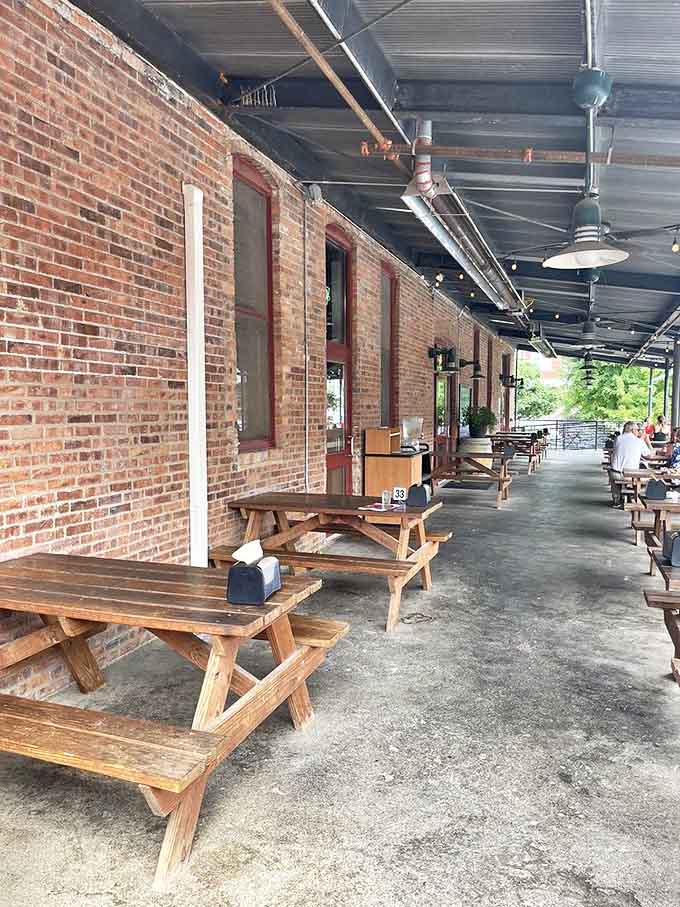 The outdoor patio offers al fresco dining under the South Dakota sky, where picnic tables invite you to linger just a little longer.