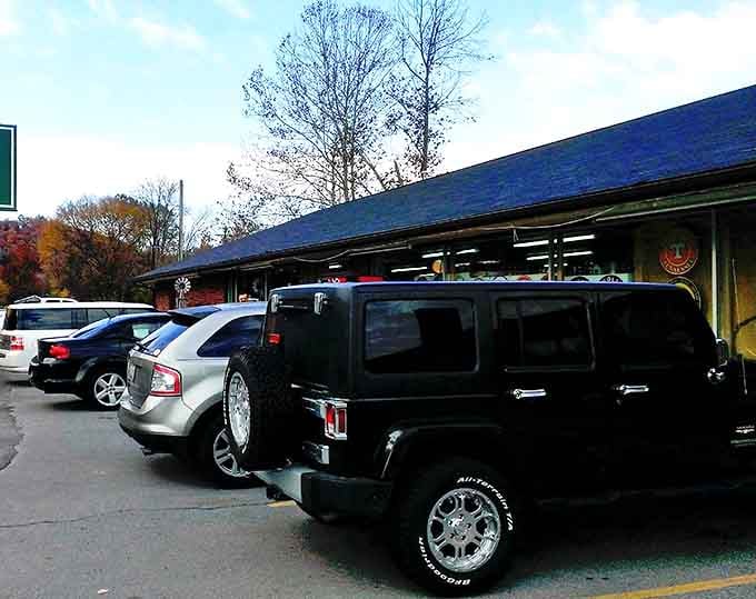 Even the parking lot feels nostalgic, with the Smoky Mountains providing a timeless backdrop to your treasure-hunting adventure.