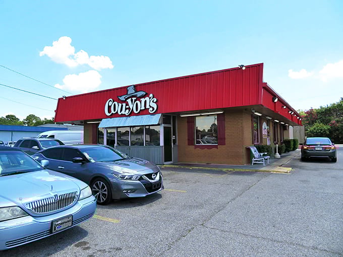 Even on a quiet day, the cars in the lot tell a story &ndash; locals know where to find the good stuff in Port Allen.