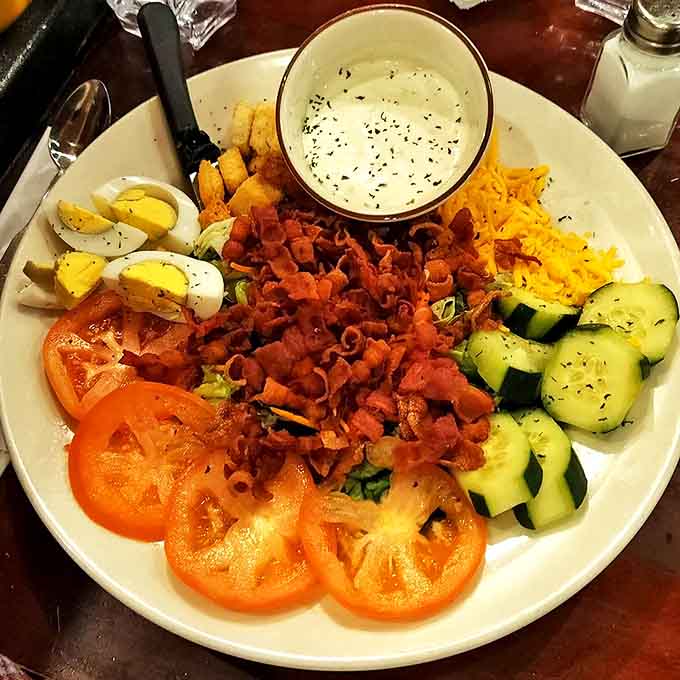 A salad that doesn't apologize for being healthy&mdash;it's too busy showing off its perfectly arranged ingredients and bacon bits that mean business.