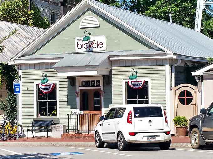 Senoia Bicycle Inc.'s quaint cottage storefront invites cyclists to gear up before exploring the scenic roads surrounding this picturesque town.