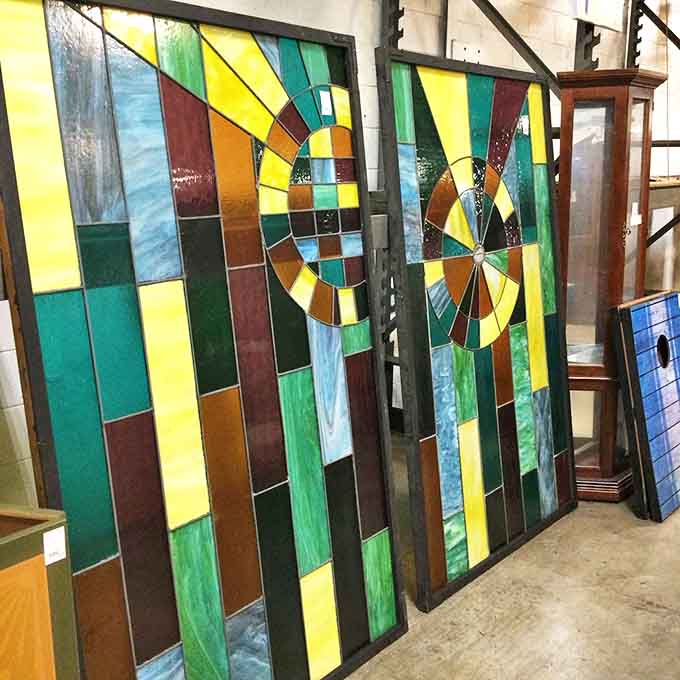 Stained glass panels that filtered light for generations now wait to transform your ordinary windows into something worthy of a cathedral&mdash;or at least a really fancy bathroom.