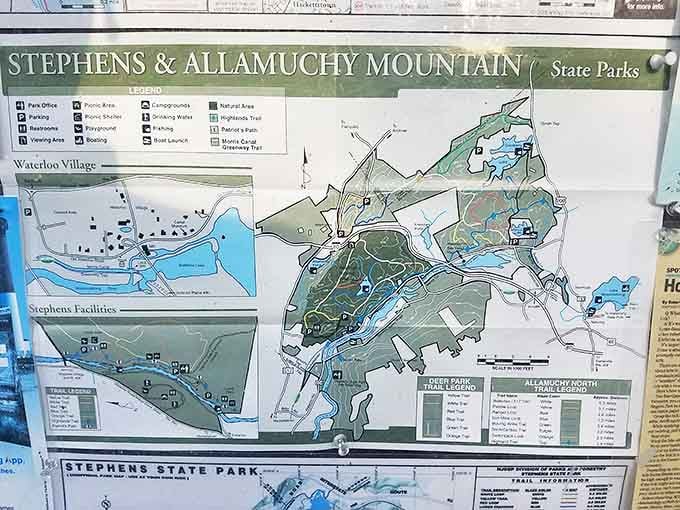 The park map: where trails look deceptively short and flat until you're halfway through, questioning your life choices and fitness level simultaneously.
