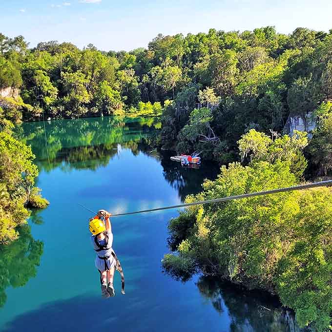 Adventure seekers, rejoice! The Canyons Zip Line sends you soaring over crystal-clear waters that somehow look even more magical from mid-air.