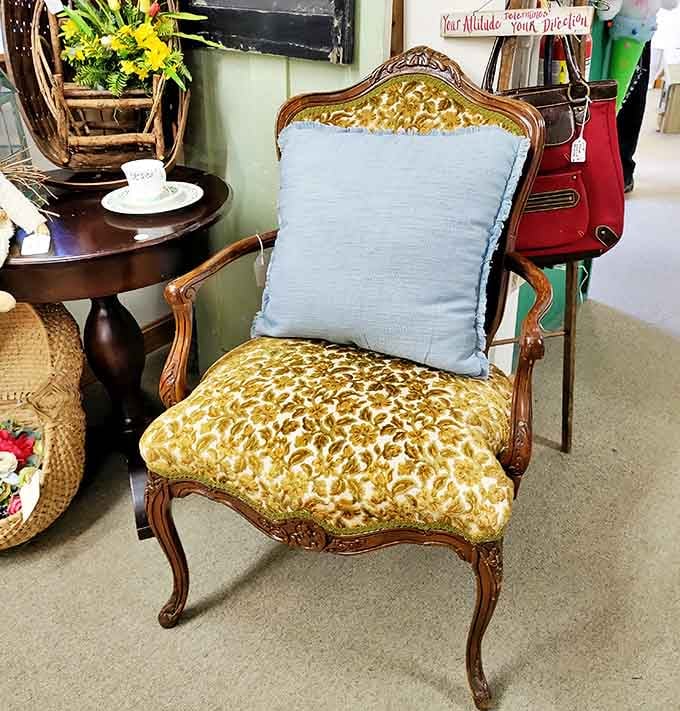 A chair fit for royalty—or at least someone who wants to feel royal while reading the Sunday paper.