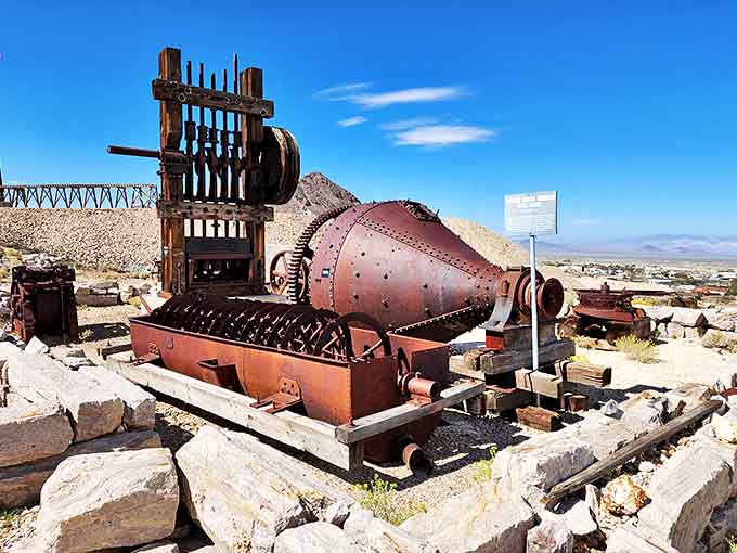 Mining equipment that looks like it could have been designed by Jules Verne. This industrial sculpture tells the story of fortunes made and lost.