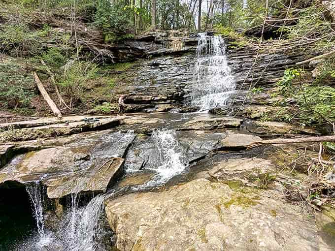 This cascading waterfall creates nature's own staircase. The gentle tiers allow water to dance rather than merely fall.