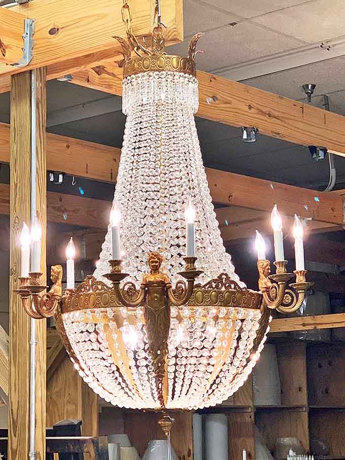 Not your average light fixture! This crystal chandelier would make Liberace weep with joy&mdash;bringing palatial glamour to lucky homeowners at a fraction of palace prices.