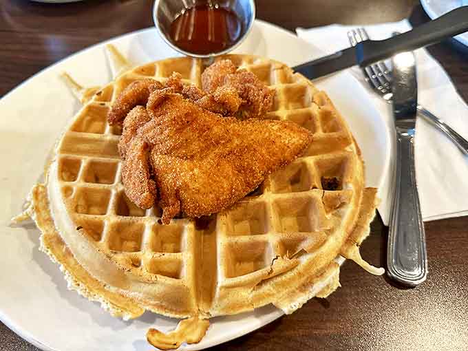 Chicken and waffles – that perfect marriage of crispy and fluffy, savory and sweet, that makes you wonder why we ever eat them separately.