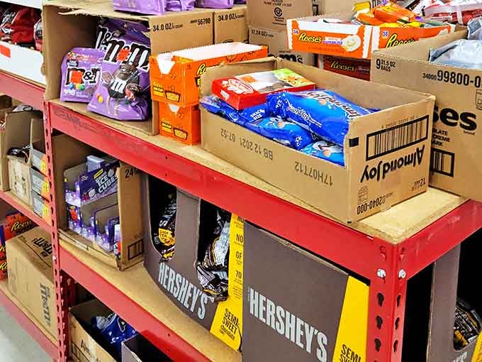 The candy aisle—where bulk chocolate meets impulse control in an epic showdown that your sweet tooth usually wins.