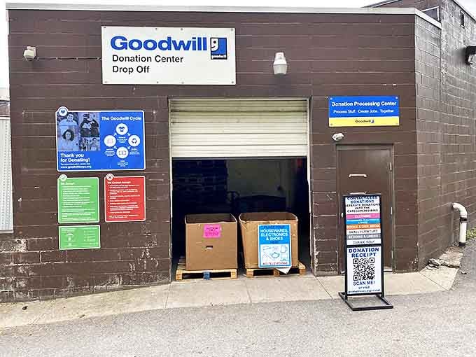 The donation center: where one person's "I'm done with this" becomes another's "I can't believe I found this!" The circle of thrift life begins here.