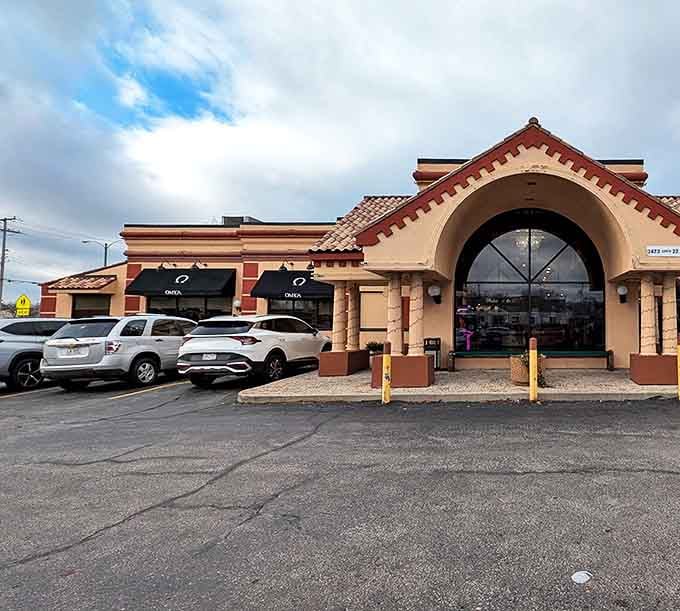 The arched entrance beckons hungry visitors like a temple dedicated to the worship of perfectly cooked eggs and golden hash browns.