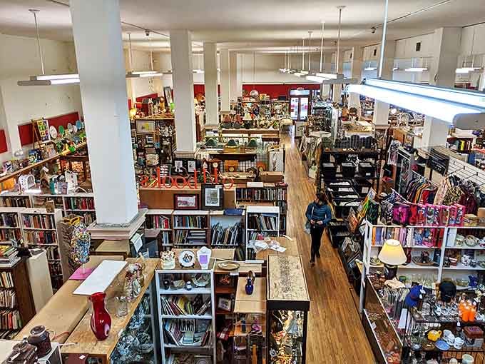 The main floor stretches endlessly with possibilities. Each aisle offers a different decade, a different collection, a different obsession waiting to be discovered.