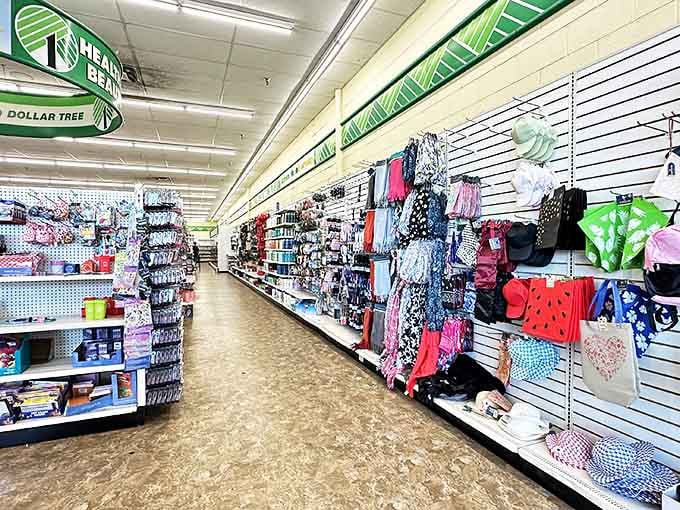 A kaleidoscope of colorful accessories lines the walls, proving style doesn't need to break the bank to break the monotony.