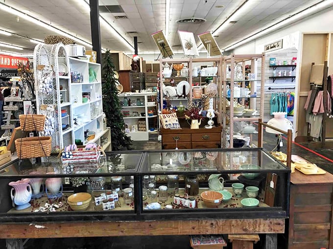 Display cases filled with vintage treasures create the perfect foreground to endless aisles of possibility&mdash;each shelf a new opportunity for discovery.