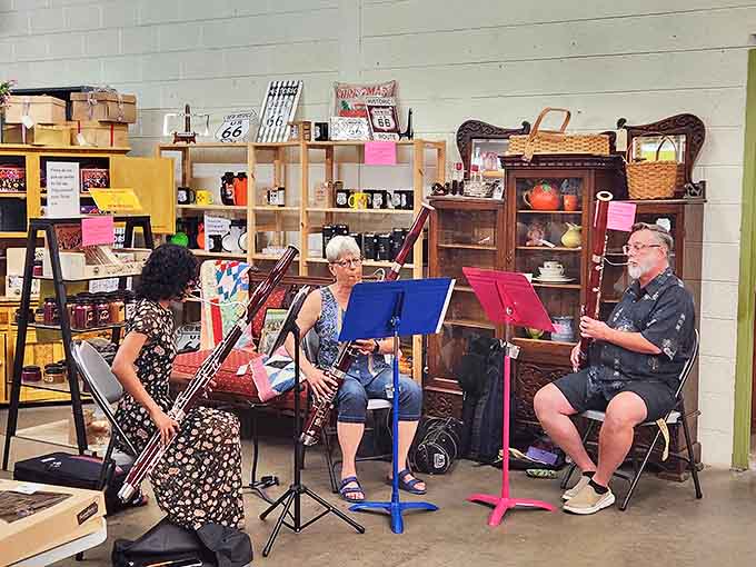 Live music among the antiques &ndash; because nothing complements vintage shopping like the soundtrack of another era played on actual instruments.