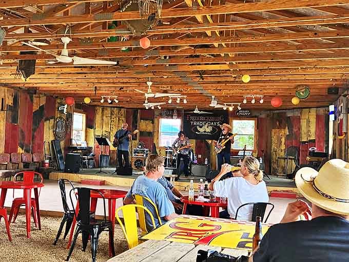 The soundtrack to treasure hunting – live music turns shopping into an experience while colorful chairs invite you to rest your bargain-hunting feet.