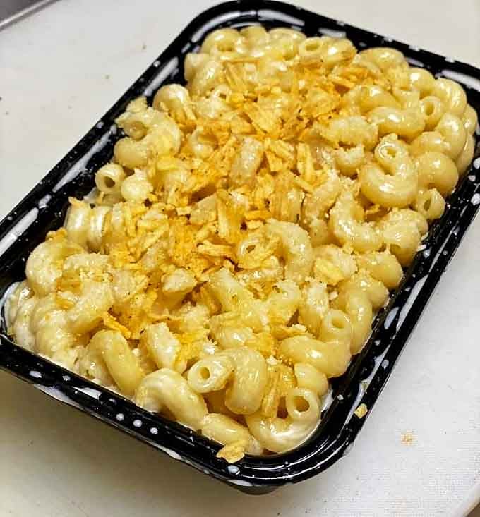 Mac and cheese that doesn't hide behind fancy additions&mdash;just perfectly cooked pasta embraced by creamy cheese sauce and topped with a sprinkle of cheddar.