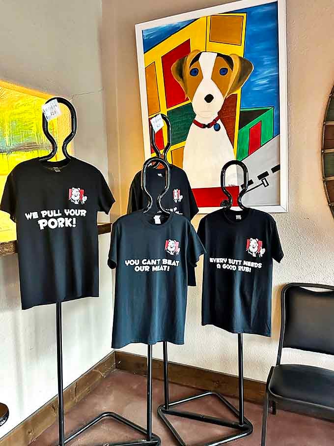 T-shirts that don't just advertise&mdash;they philosophize. "We Pull Your Pork" isn't just a slogan; it's a commitment to service that Kansas takes seriously.