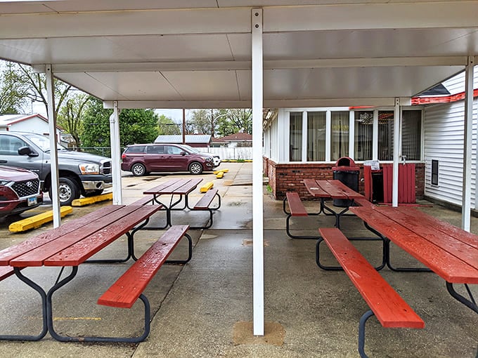 These picnic tables have witnessed more family memories than most photo albums. Simple, sturdy, and ready for your elbows and appetites.