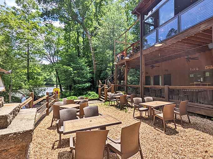 Outdoor seating that puts nature on the menu &ndash; where every table offers front-row seats to the greatest show on earth: riverside tranquility.