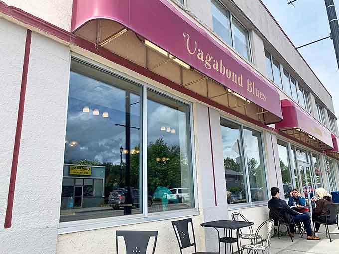 Outdoor seating for those precious Alaskan days when the temperature climbs above "why do I live here?" Perfect for people-watching while sipping something wonderful.