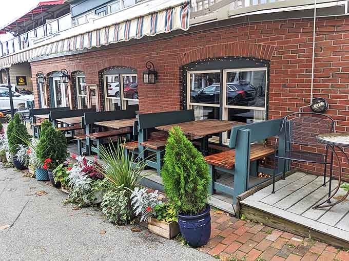 Outdoor seating for those rare Maine days when the weather is as perfect as the book in your hands.