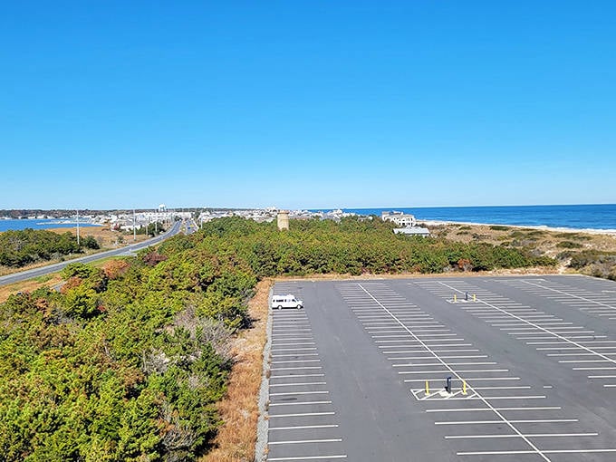 Even the parking lot offers ocean views that would cost a fortune in real estate. Your car might just refuse to leave.