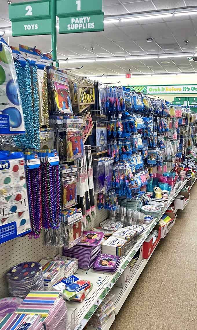 Party central! One stop for all celebration essentials, where twenty bucks can transform your living room into a festive wonderland.