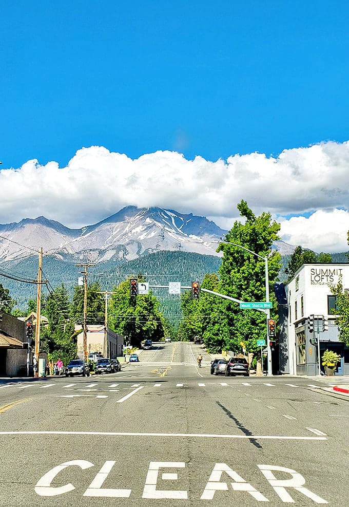 Mount Shasta commands attention at the end of Yreka's streets, a majestic exclamation point to the town's scenic punctuation.