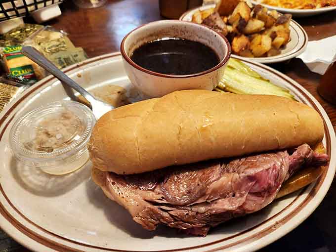 The French Dip sandwich &ndash; thinly sliced roast beef on a pillowy roll with that magical au jus waiting for each dip. Simple perfection.