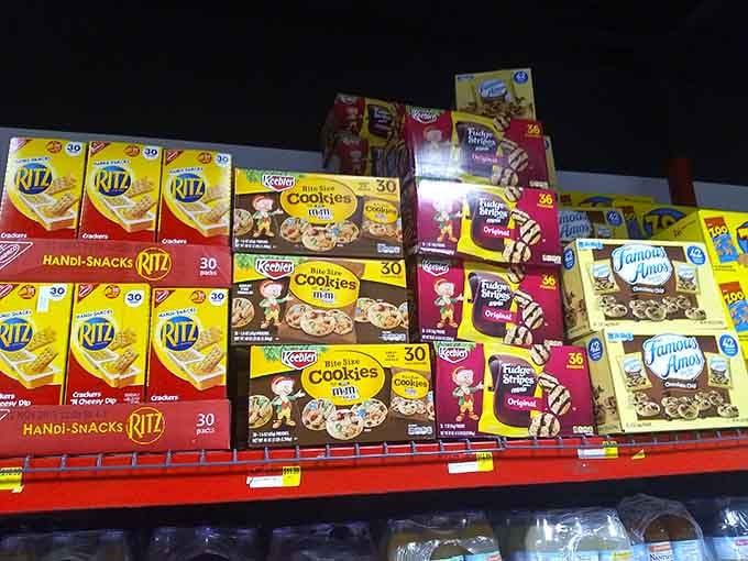 Snack attack central! Where else can you buy name-brand munchies in bulk without the warehouse membership card interrogation?