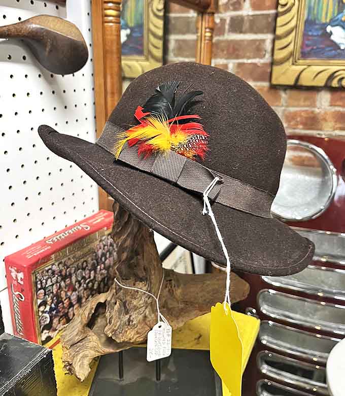 Not just any hat&mdash;a time machine for your head. Don this feathered felt creation and instantly transform mundane grocery runs into dramatic period pieces.