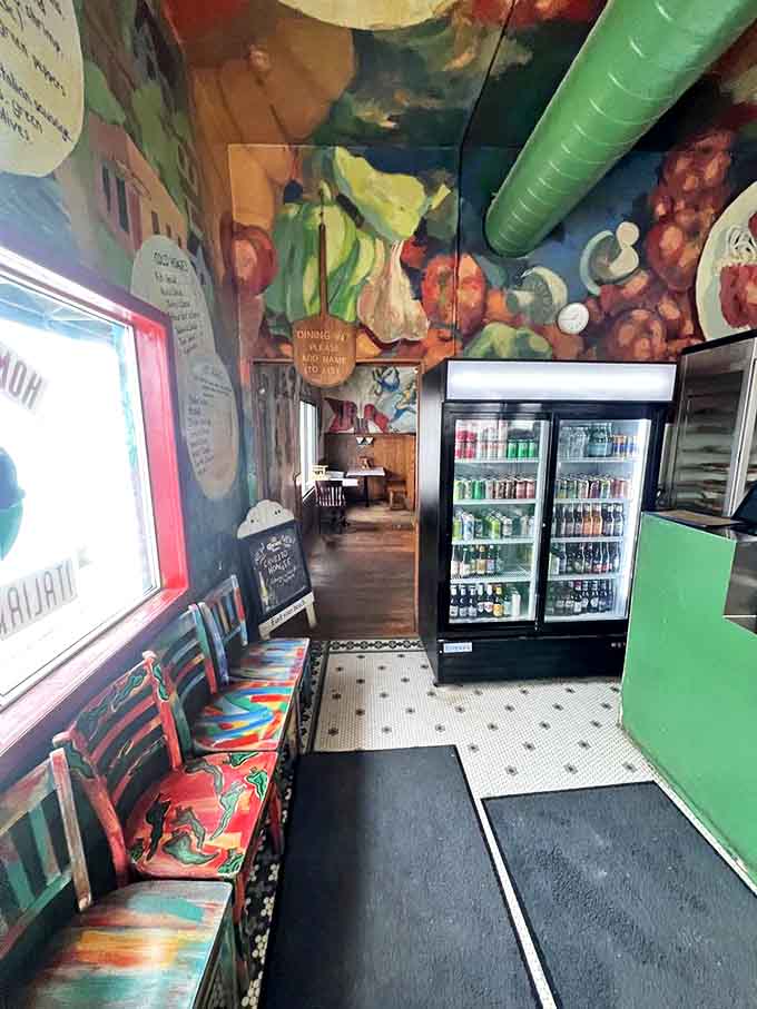 The waiting area's colorful benches and vibrant walls make even a 20-minute wait feel like part of the experience rather than a delay to it.