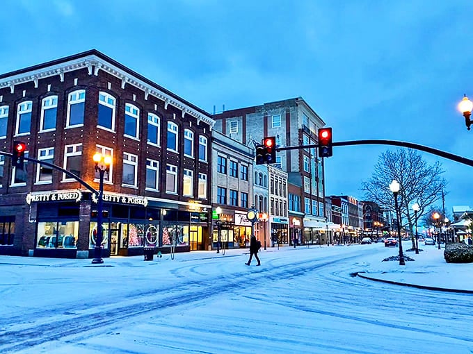 Winter transforms downtown into a postcard-perfect scene, where even snowfall seems more charming when your heating bill is affordable.