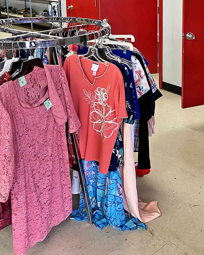 Ladies' blouses in every shade of pink and blue&mdash;proof that fashion cycles faster than a washing machine but returns just as reliably.
