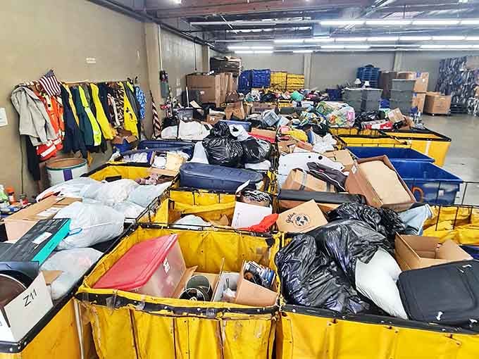 Behind the scenes in the sorting area &ndash; where donations transform into organized treasure through the magic of dedicated staff.