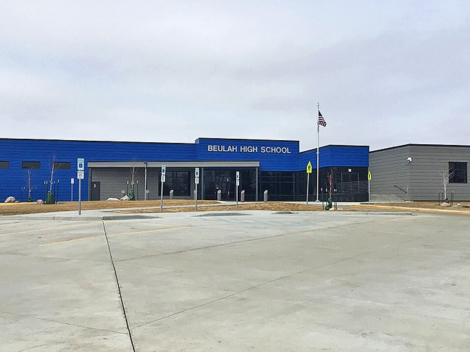 Beulah High School's modern campus stands ready to shape young minds, where education and community pride share equal billing.