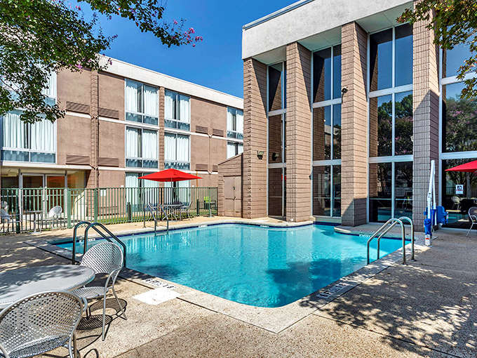 The Clarion Inn's inviting pool area promises refreshment after a day of exploring Sheffield's attractions, with comfortable seating for planning tomorrow's adventures.