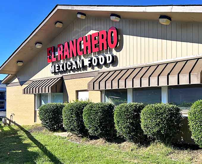 El Ranchero's bold signage promises authentic Mexican flavors in a town that appreciates culinary diversity more than you might expect.