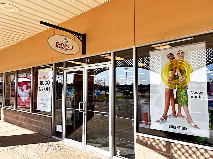 Famous Footwear's storefront promises BOGO deals that justify having two feet &ndash; after all, they each deserve their own new pair of shoes.