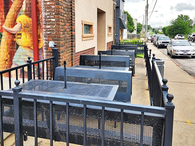 The outdoor seating area offers fresh air with your feast&mdash;a front-row seat to Omaha life passing by while you savor every bite.